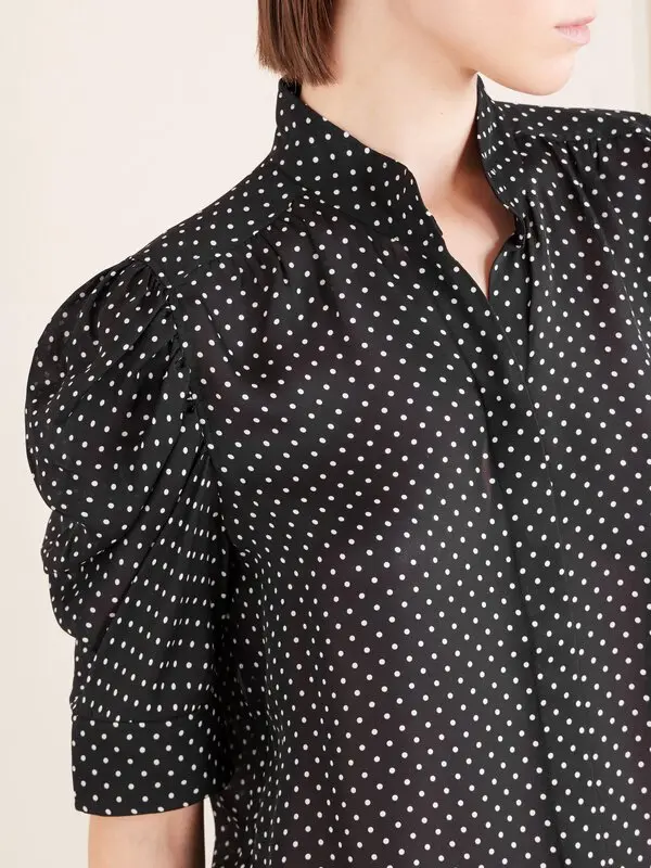 FRAME The Gillian Polka-dot Silk-voile Blouse