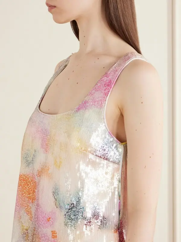 Aje Dahlia Floral-print Sequined Mesh Mini Dress