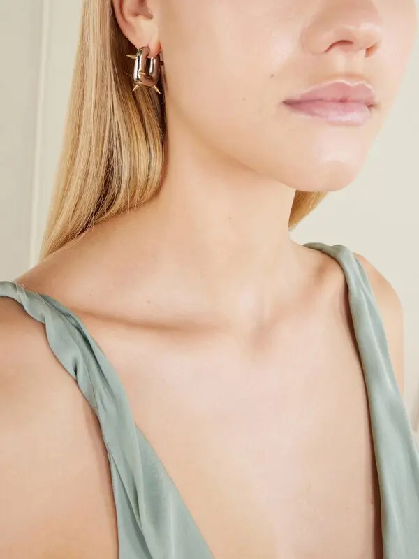 Acne Studios Polished Brass And Gold-tone Spike Hoop Earrings