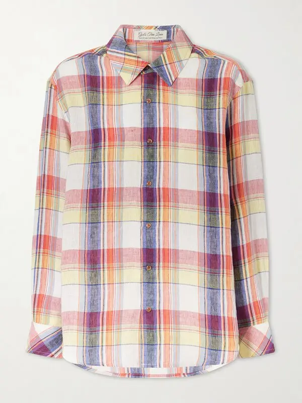 GOD’S TRUE CASHMERE Daybreak Checked Linen Shirt