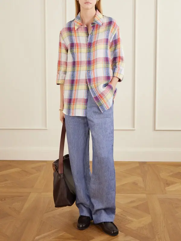 GOD’S TRUE CASHMERE Daybreak Checked Linen Shirt