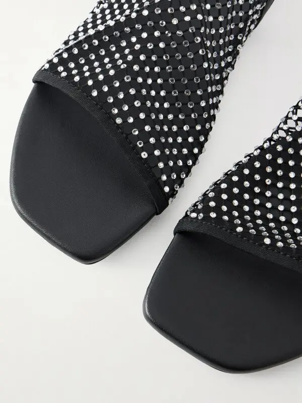Christopher Esber Minette Crystal-embellished Mesh And Leather Slingback Sandals