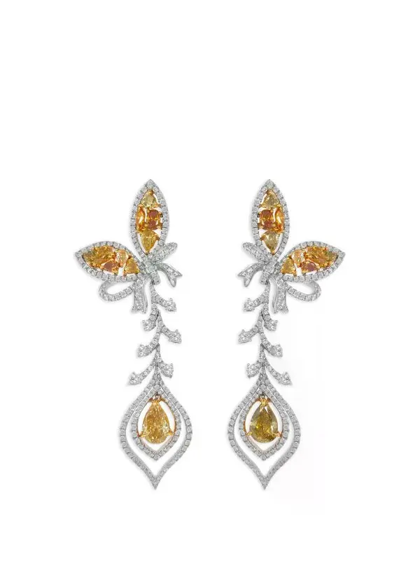 HYT JEWELRY Diamond Butterfly Drop Earrings - Silver