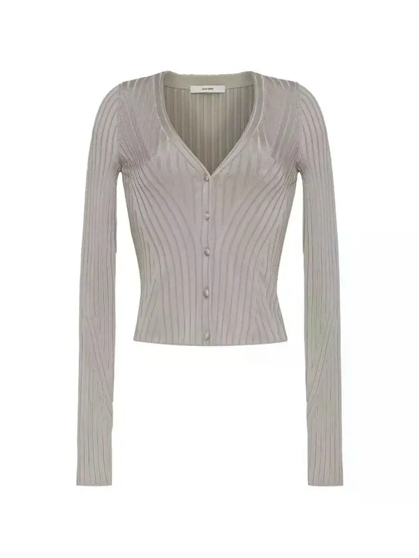 Adam Lippes Greer Ribbed-knit Cardigan - Silver