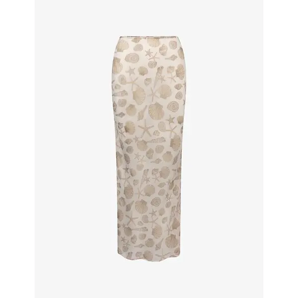 OMNES Cierra Shell-print Chiffon Maxi Skirt - Painterly Shellprint