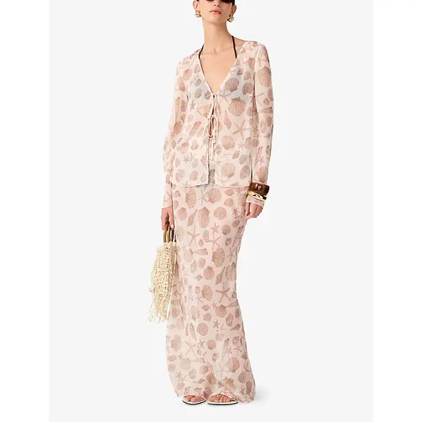 OMNES Cierra Shell-print Chiffon Maxi Skirt - Painterly Shellprint
