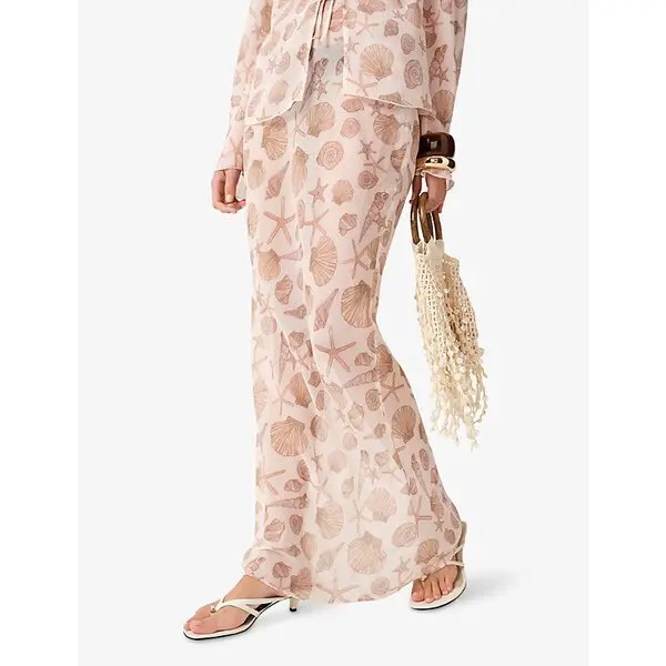 OMNES Cierra Shell-print Chiffon Maxi Skirt - Painterly Shellprint