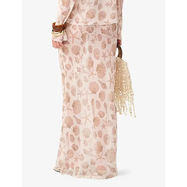 OMNES Cierra Shell-print Chiffon Maxi Skirt - Painterly Shellprint