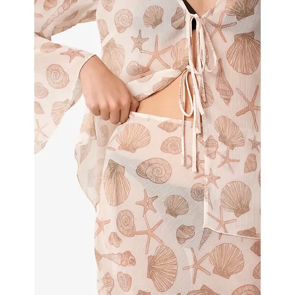 OMNES Cierra Shell-print Chiffon Maxi Skirt - Painterly Shellprint