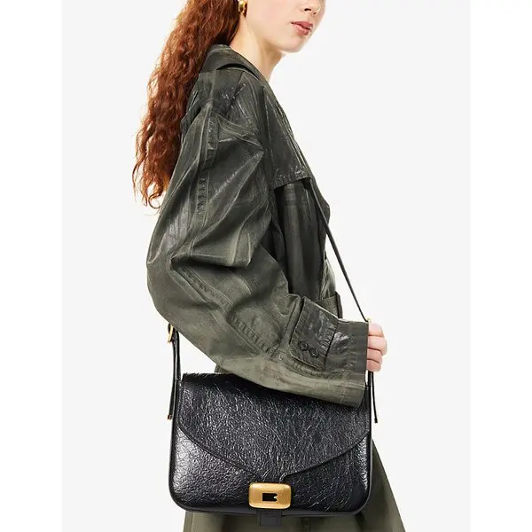 Balenciaga Clicca Medium Leather Shoulder Bag - Black