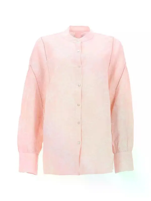 120% Lino Embroidered Detail Shirt - Pink