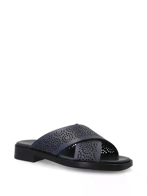 FRAU Perforated Crossover Flat Sandals