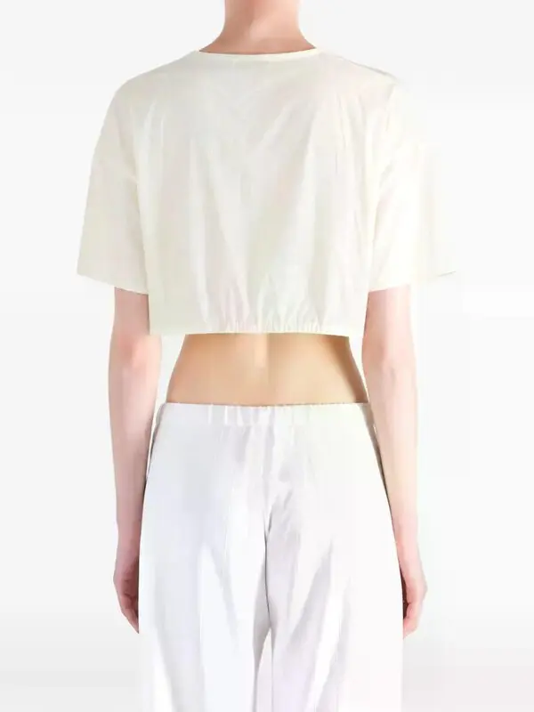 AMOMENTO Cropped Elasticated-hem Top