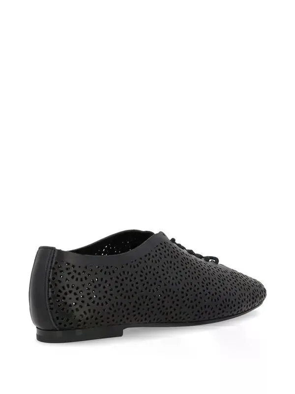 FRAU Perforated Leather Lace-up Flats - Black