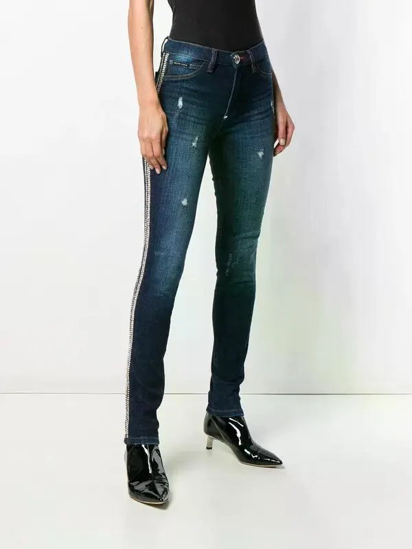 Philipp Plein Crystal Trim Skinny Jeans