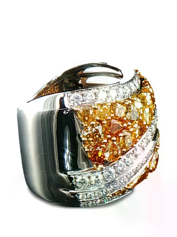 HYT JEWELRY Cocktail Diamond Ring In 18k White And Yellow Gold