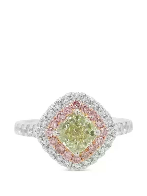 HYT JEWELRY 18k White Gold Diamond Double Halo Ring - Silver