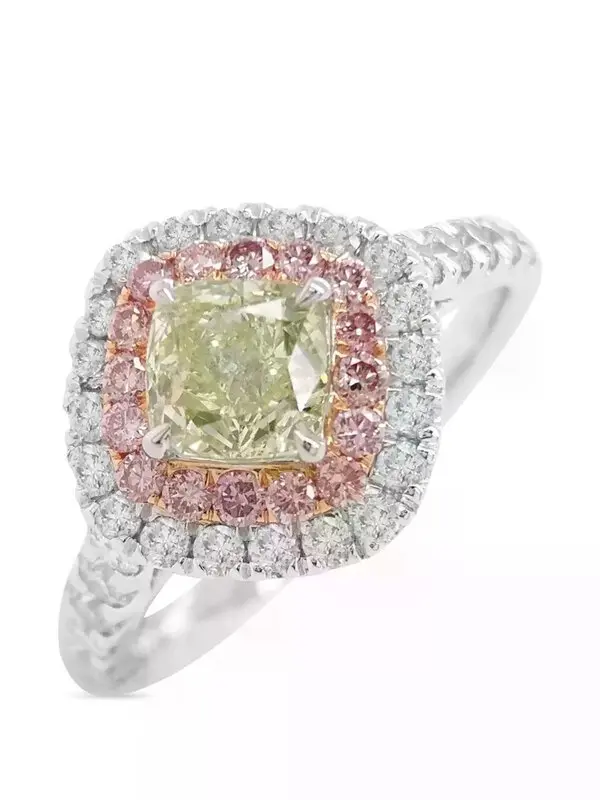 HYT JEWELRY 18k White Gold Diamond Double Halo Ring