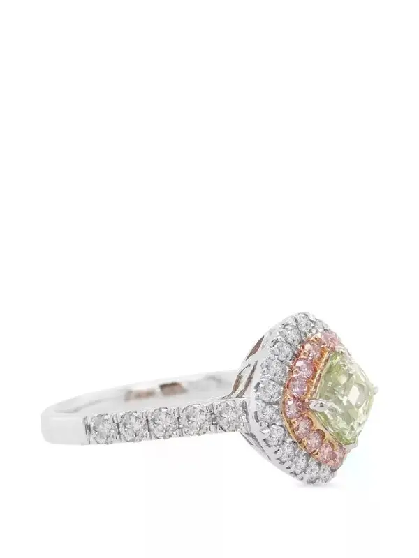 HYT JEWELRY 18k White Gold Diamond Double Halo Ring