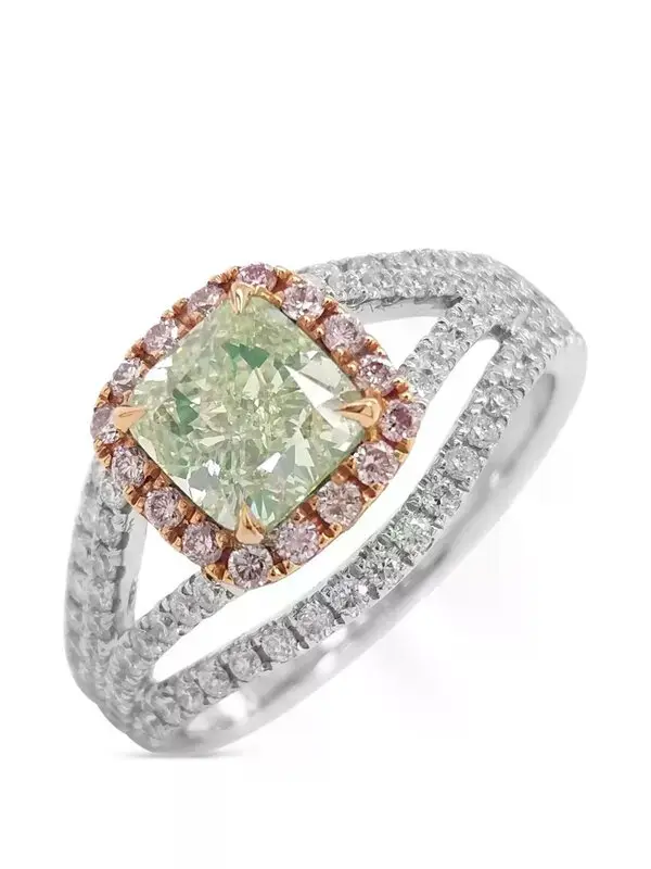 HYT JEWELRY Cushion-cut Diamond Ring With Pink And White Diamond Pave