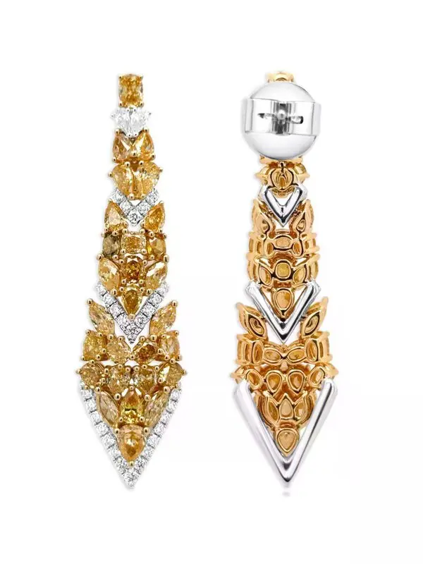 HYT JEWELRY Geometric Diamond Drop Earrings In 18k White And Yellow Gold
