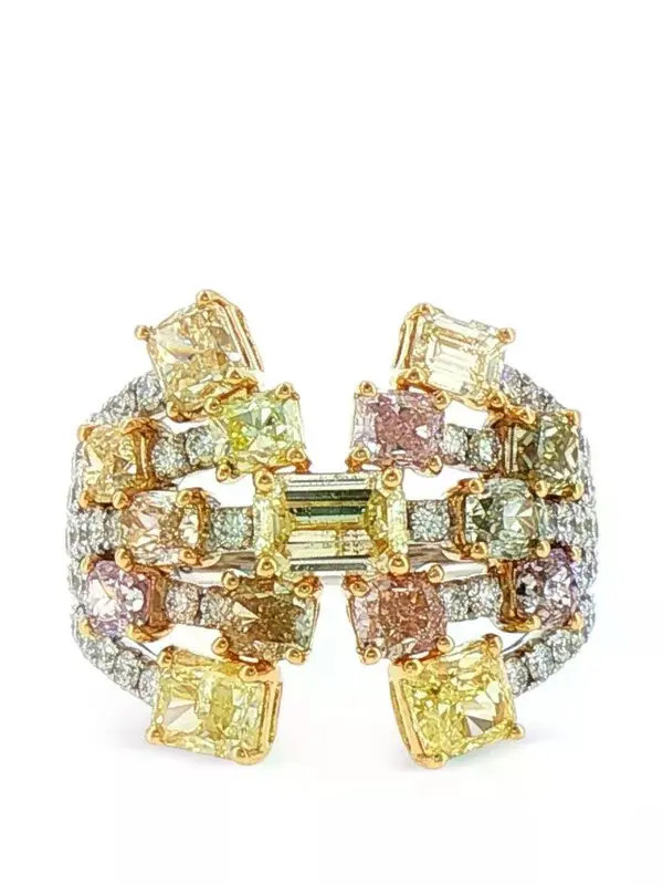 HYT JEWELRY Multi-band Diamond Ring In 18k White And Yellow Gold - Silver
