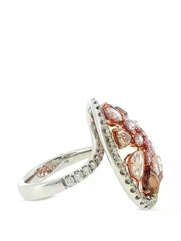 HYT JEWELRY Floral Diamond Ring In 18k White And Rose Gold