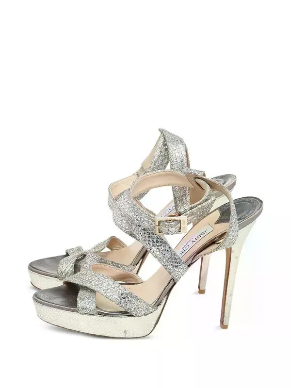 JIMMY CHOO Glitter Embellished Platform Sandals