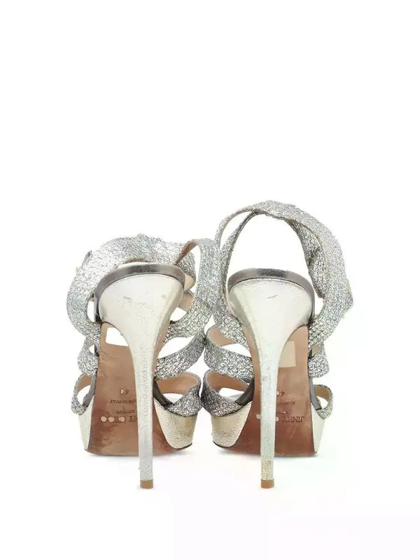 JIMMY CHOO Glitter Embellished Platform Sandals
