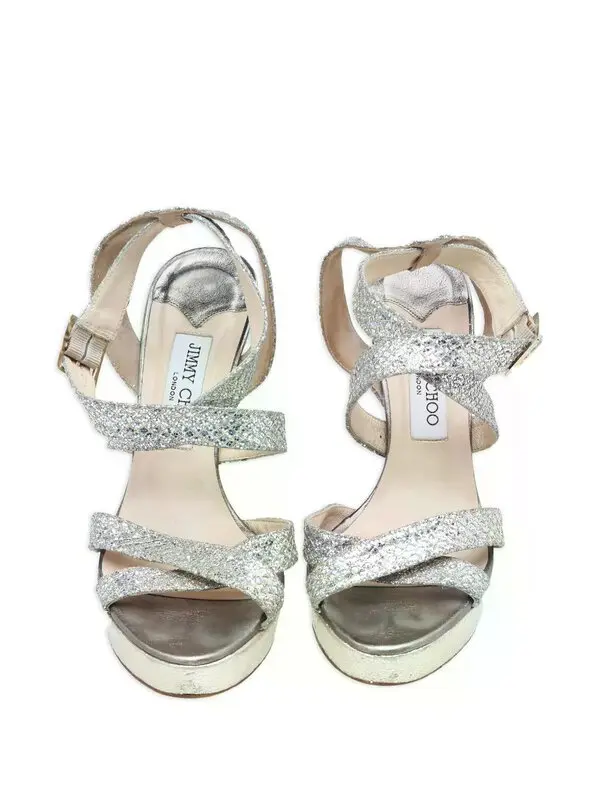 JIMMY CHOO Glitter Embellished Platform Sandals