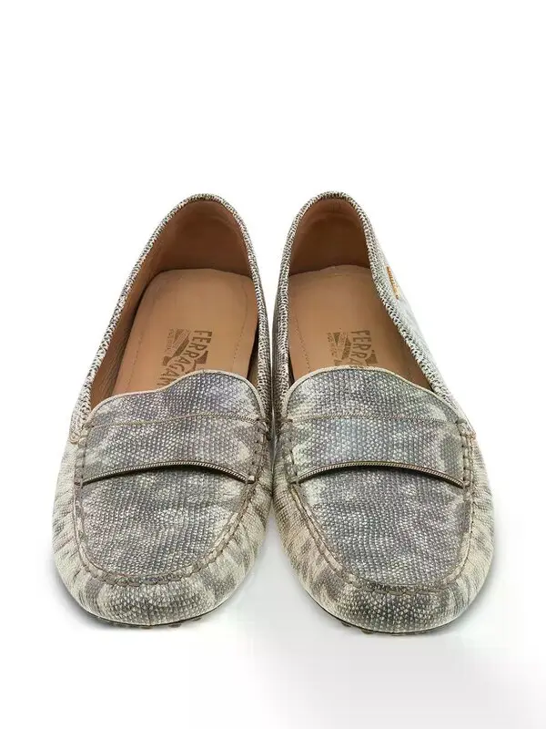 FERRAGAMO Snakeskin Effect Leather Loafers