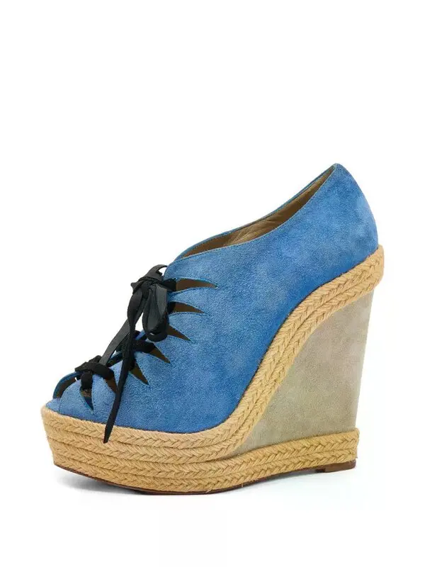 CHRISTIAN LOUBOUTIN Wedge Espadrille Sandals - Blue