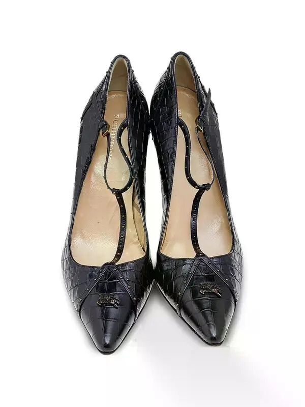 Burberry Croc-embossed T-strap Pumps