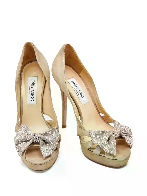 JIMMY CHOO 125mm Crystal-embellished Bow Heeled Pumps