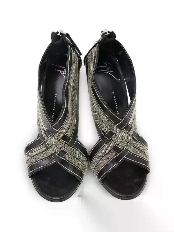 GIUSEPPE ZANOTTI Chain Embellished Criss-cross Stiletto Sandals