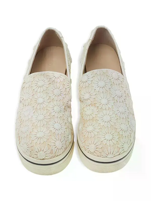Stella McCartney Floral Lace Slip-on Platform Sneakers - Neutrals