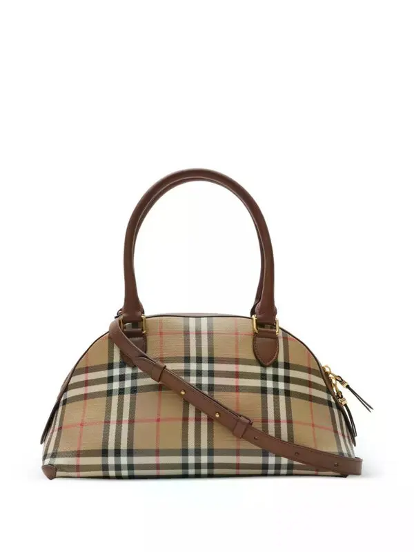 Burberry Small Primrose Bag In Archive Beige Check Coated Cotton Canvas And Leather