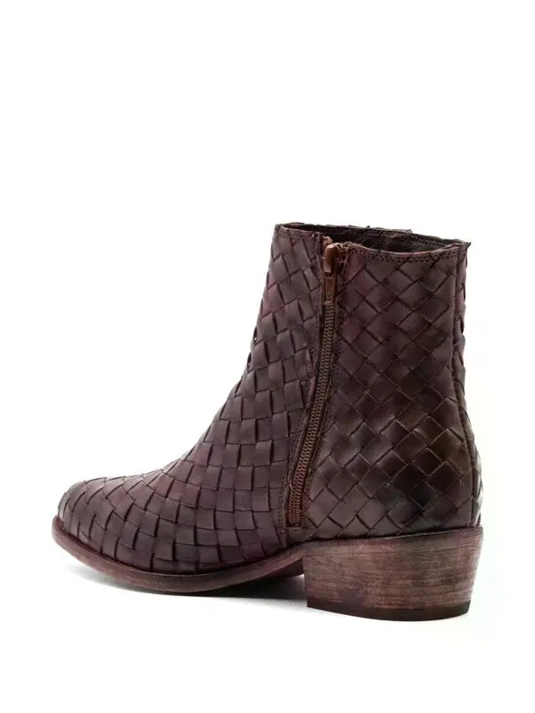 CURIOSITÈ Curiosité Woven Leather Ankle Boots