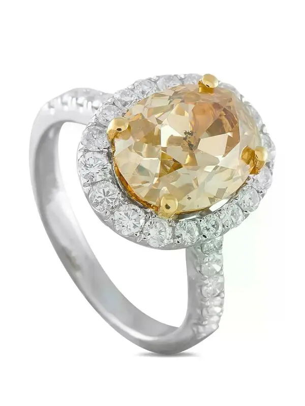 LB EXCLUSIVE 18k White Gold Diamond Halo Ring - Silver