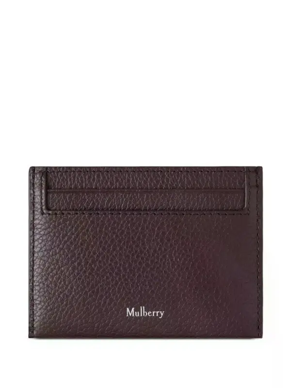 Mulberry Logo-print Grained-leather Card Holder - Brown