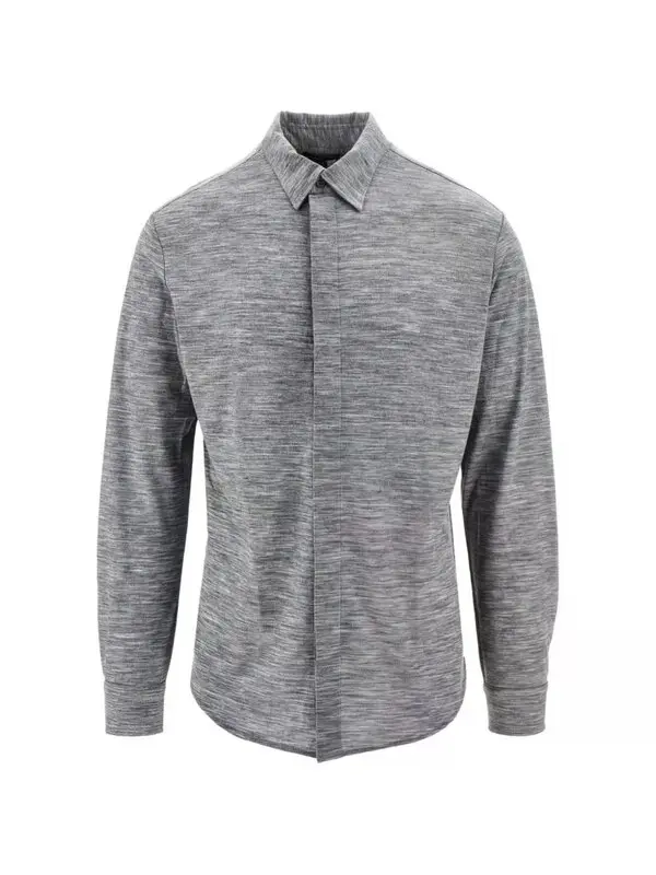 Emporio Armani Logo-embroidered Wool Shirt - Grey