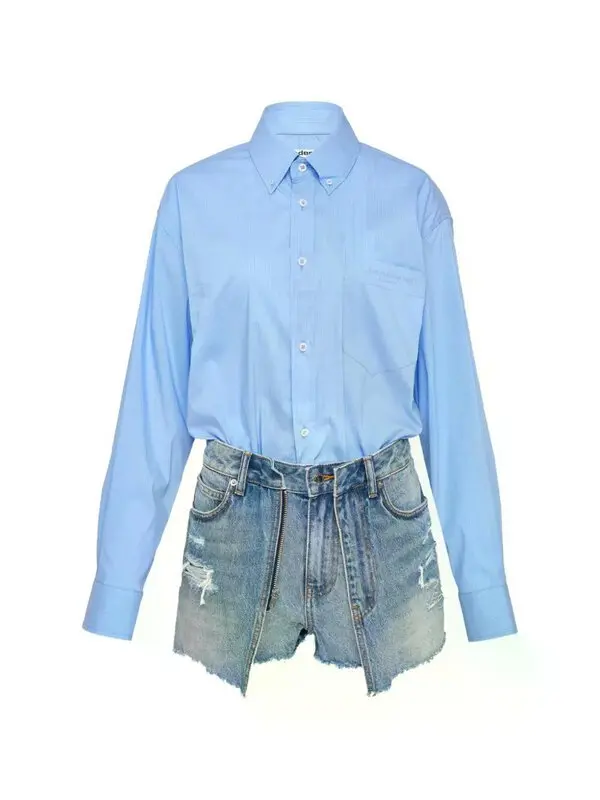 Alexander Wang Frayed Button-down Romper - Blue