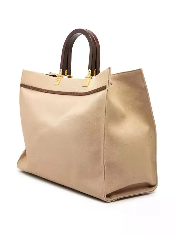 Fendi Canvas Sunshine Shopper Tote - Brown