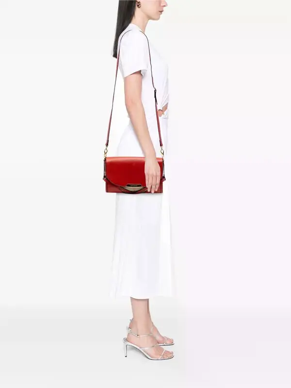 Burberry Leather And House Check Canvas Abbott Crossbody Bag - Red