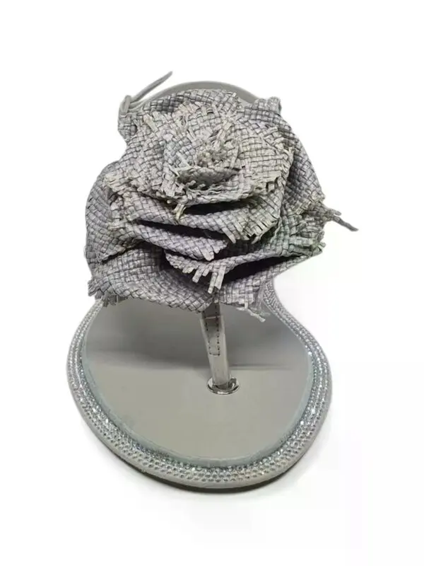LE SILLA Embellished Raffia Floral Applique Sandals