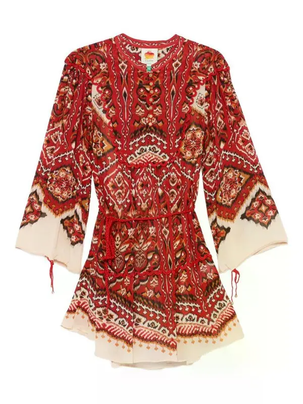 Farm Rio Geometric Pattern Mini Dress - Red