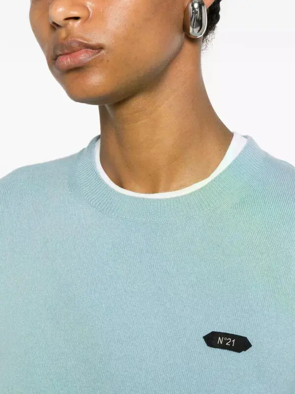 N°21 Logo Patch Crew Neck Sweater - Blue