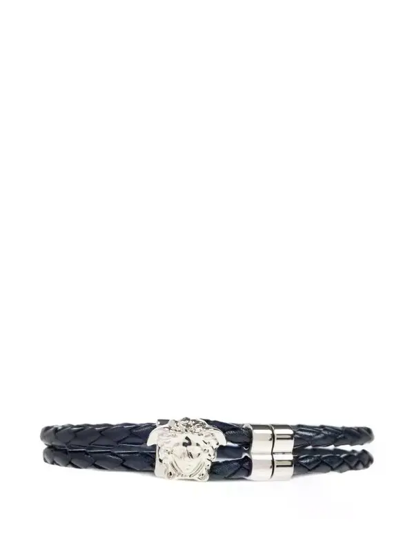 Versace Medusa Charm Braided Leather Bracelet