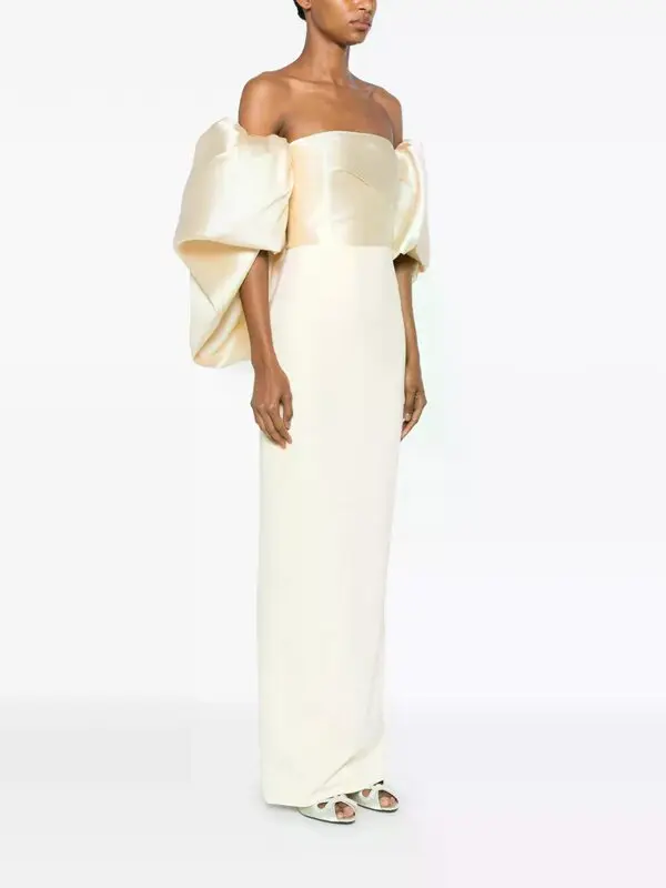 Solace London Off-shoulder Puff-sleeve Maxi Dress - Neutrals