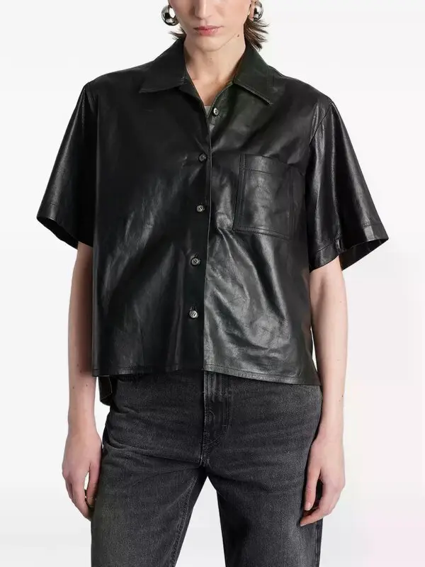 HAIKURE Short-sleeve Leather Shirt - Black